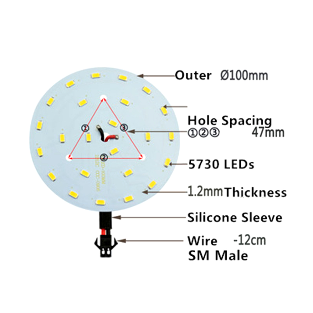 Panel Board LED Light 100mm 12W 5730 SMD LED With SM • MKTechnic Panel Board LED Light 100mm 12W 5730 SMD LED With SM • MKTechnic