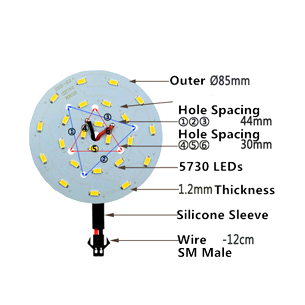 LED Panel Light Board 85mm 12W 5730 SMD LED With SM Plug • MKTechnic