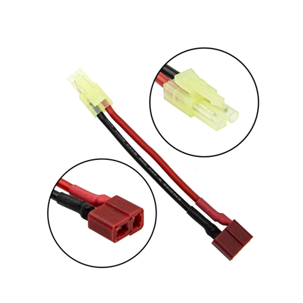 Silica Gel T Plug Female to Small Tamiya Male Black-Red AWG14 Lithium ...